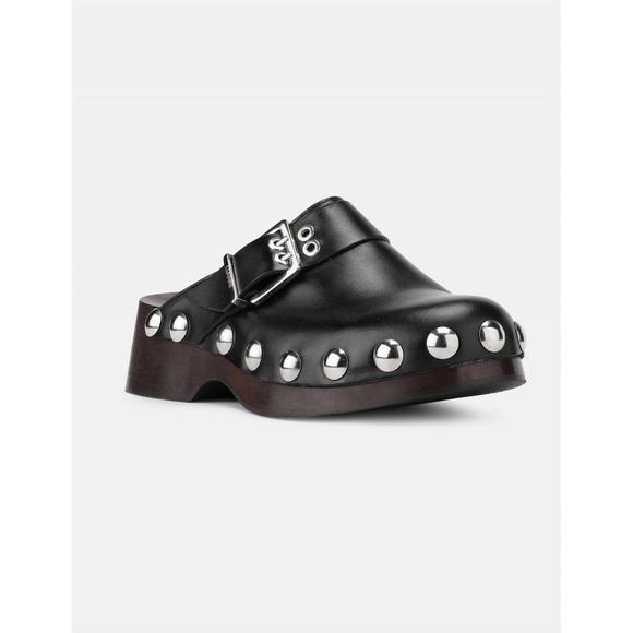 Ganni | Shoes | New Ganni Womens Retro Studded Leather Clog In Black ...